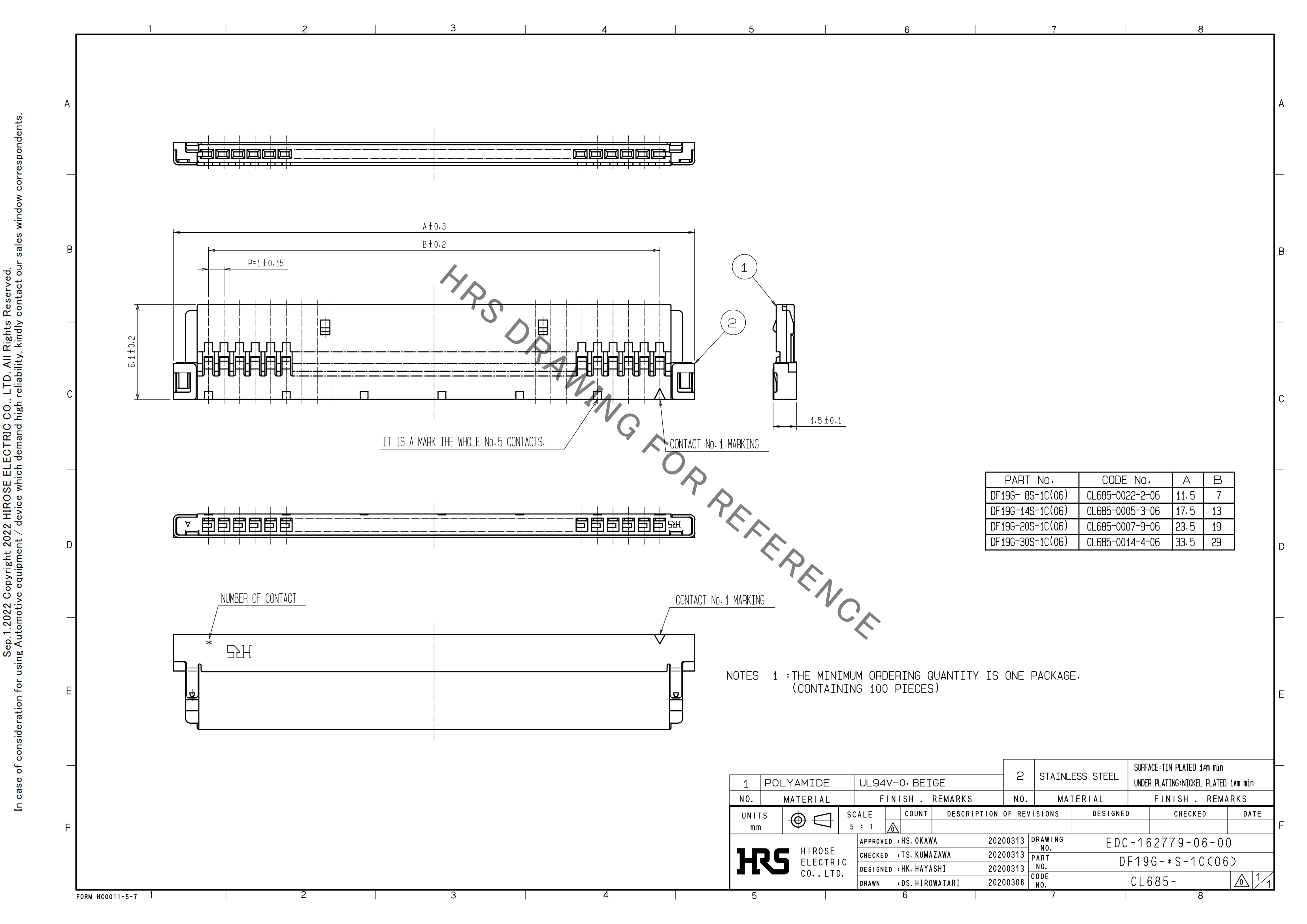 HIROSE DF19G-20S-1C（05） 采购 HIROSE厂家现货品牌直供 震川电子 连接器现货